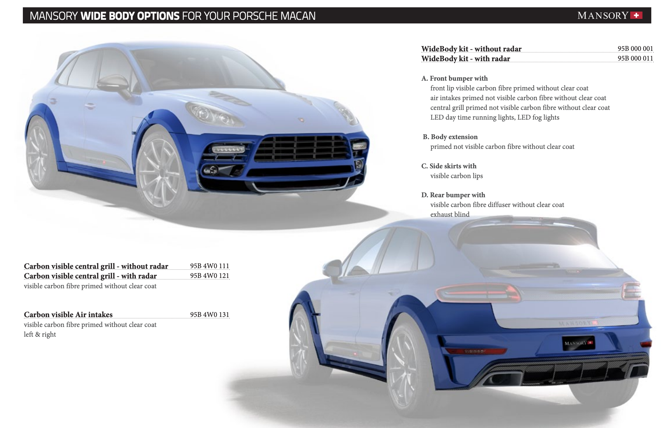 Mansory Carbon Fiber Body kit set for Porsche Macan Buy with delivery ...