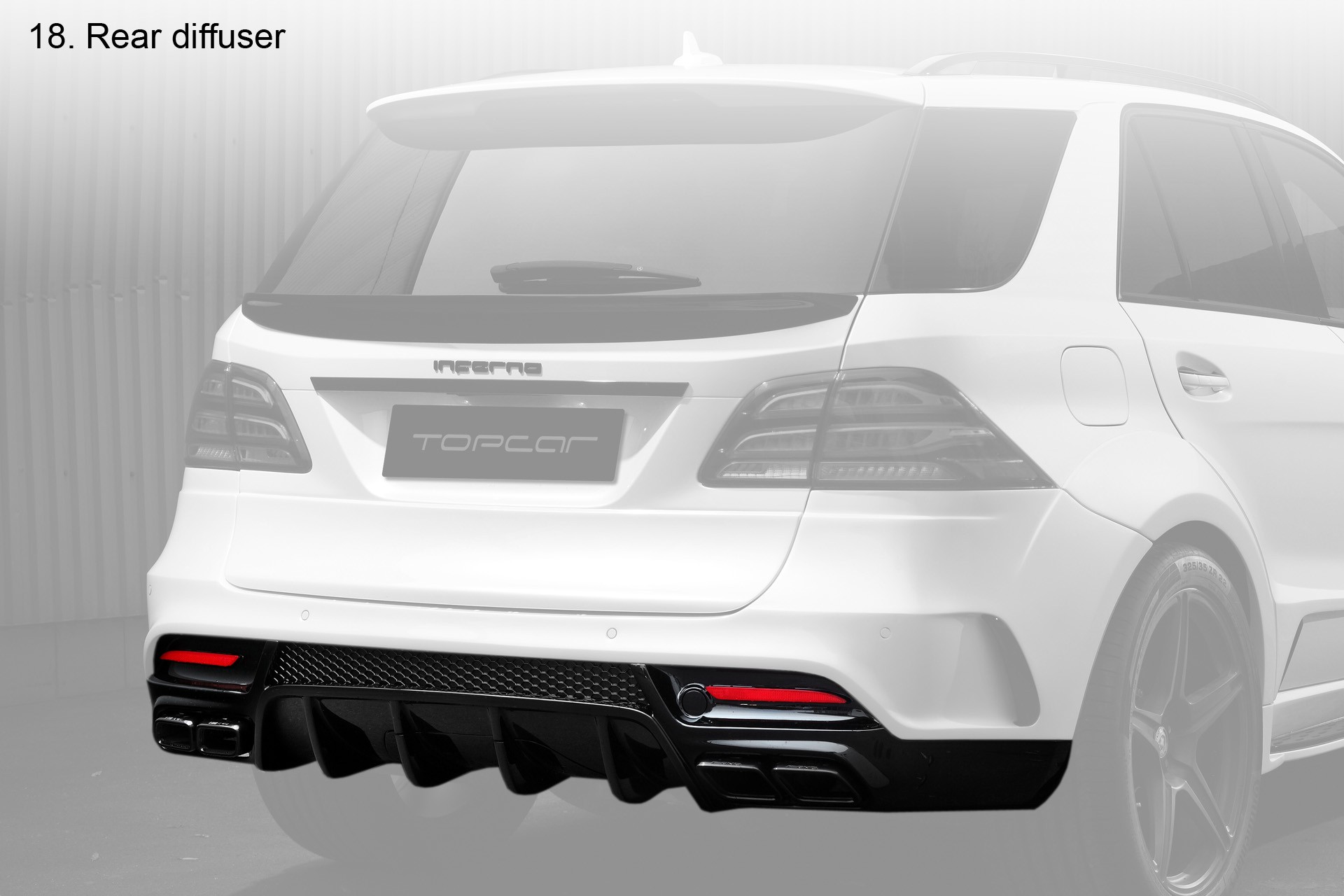 Rear diffuser Topcar Design for Mercedes GLE W166 wagon Inferno Buy ...