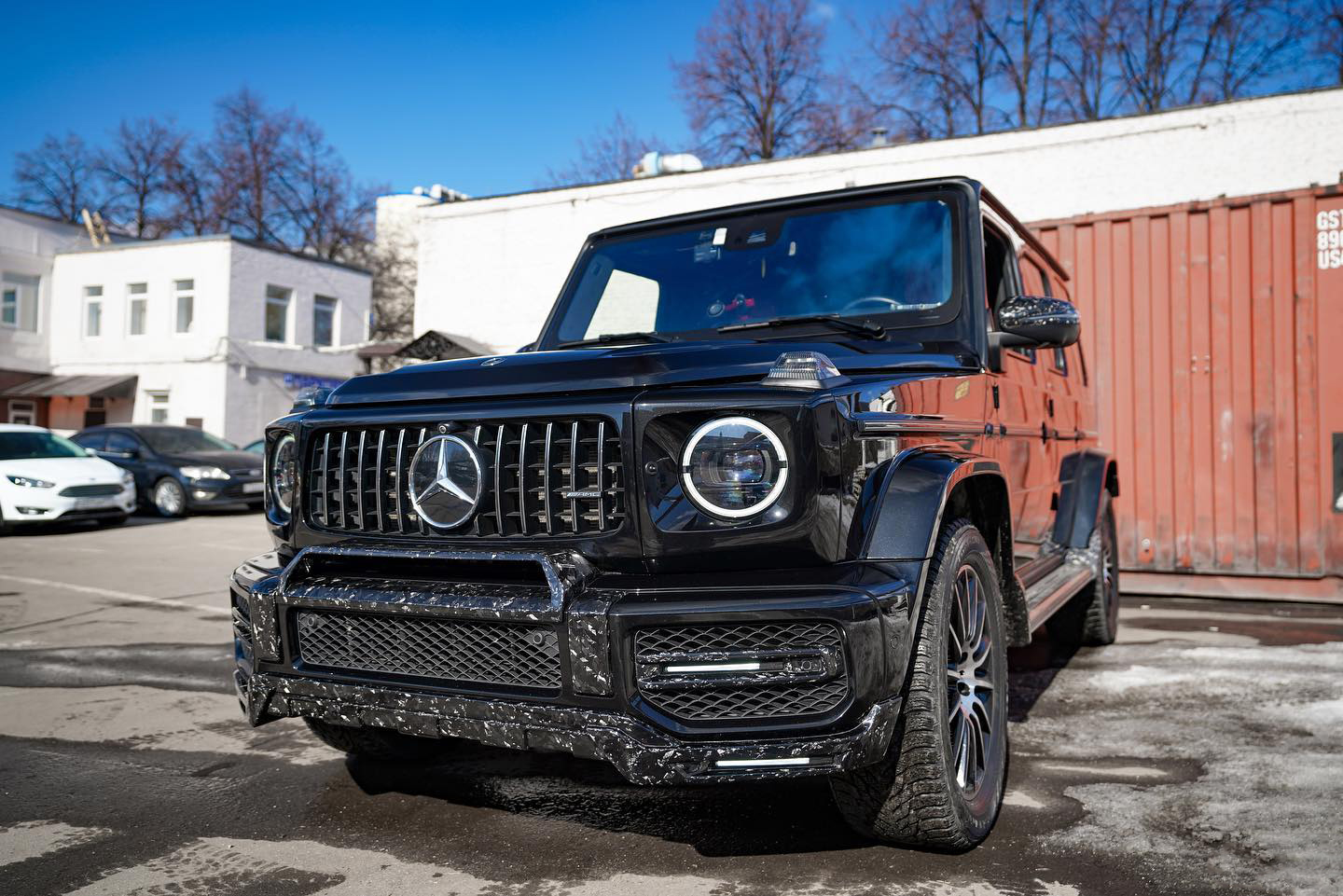 Front bumper lip Forged Carbon for Mercedes G-class W463A Buy with delivery, installation ...