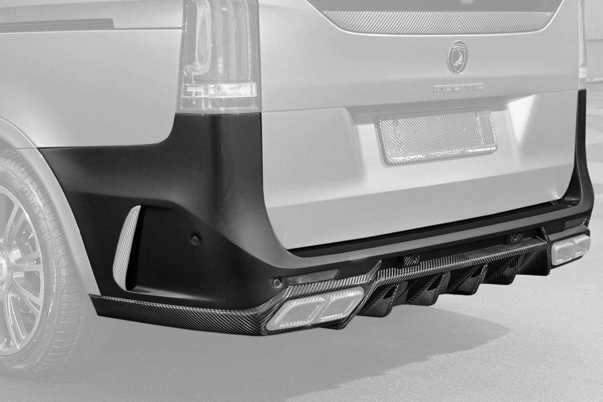 Rear bumper with diffuser visible carbon Topcar Design for Mercedes ...