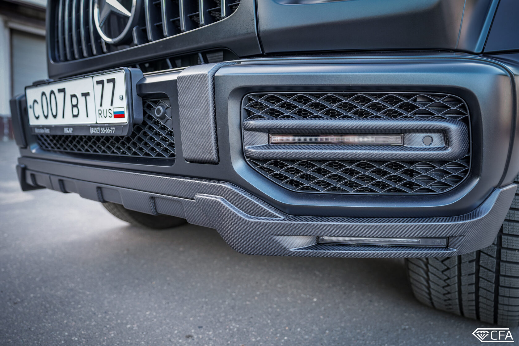 Front bumper lip Carbon for Mercedes G-class W463A Køb med levering, installation, overkommelig ...