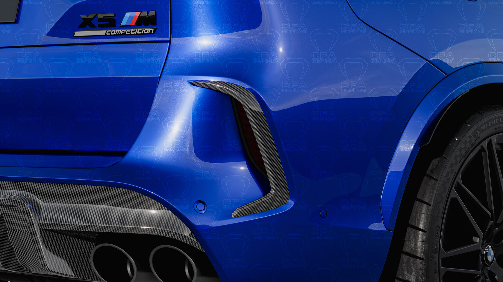 LCI Rear bumper inserts Megalodon Carbon for BMW X5 M F95 LCI Buy with ...